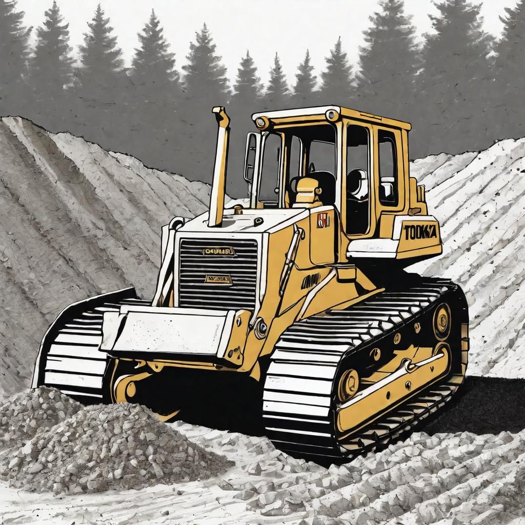 Drawing of a small TONKA toy bulldozer in a dirt pile - AI Generated ...