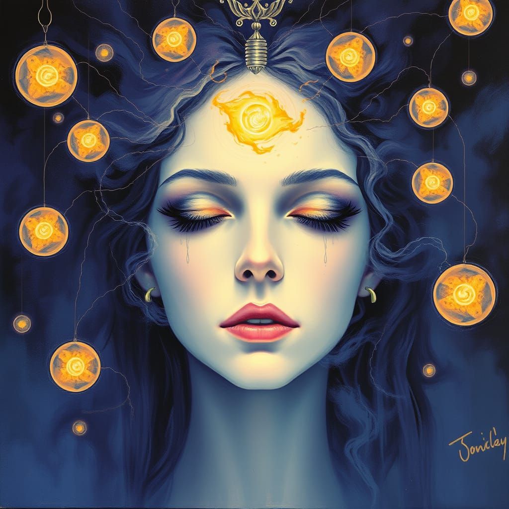 precognition - Visionary Woman Lost in Timeless Realms