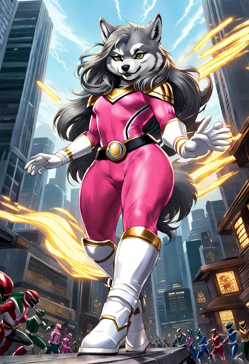 Pink Wolf Ranger - AI Generated Artwork - NightCafe Creator