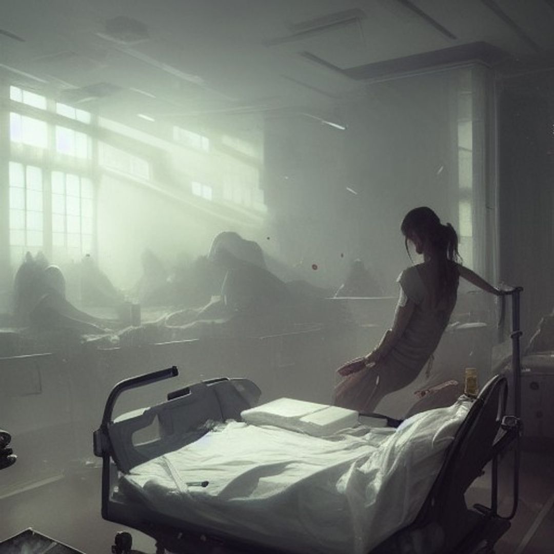 Hospital beds suffering sinister by Greg Rutkowski a masterpiece, 8k ...