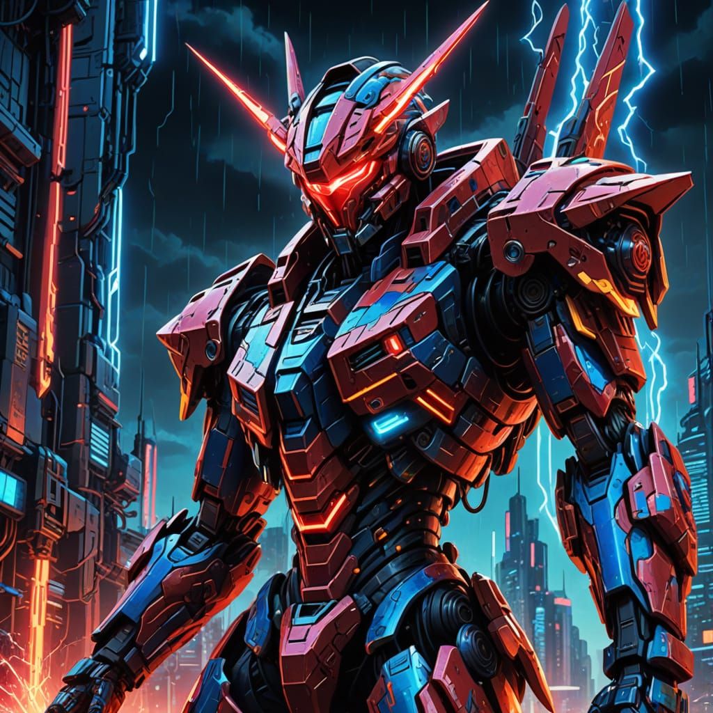 Visionary Anime Mecha Goddess Radiates Power in Ra... - AI Art