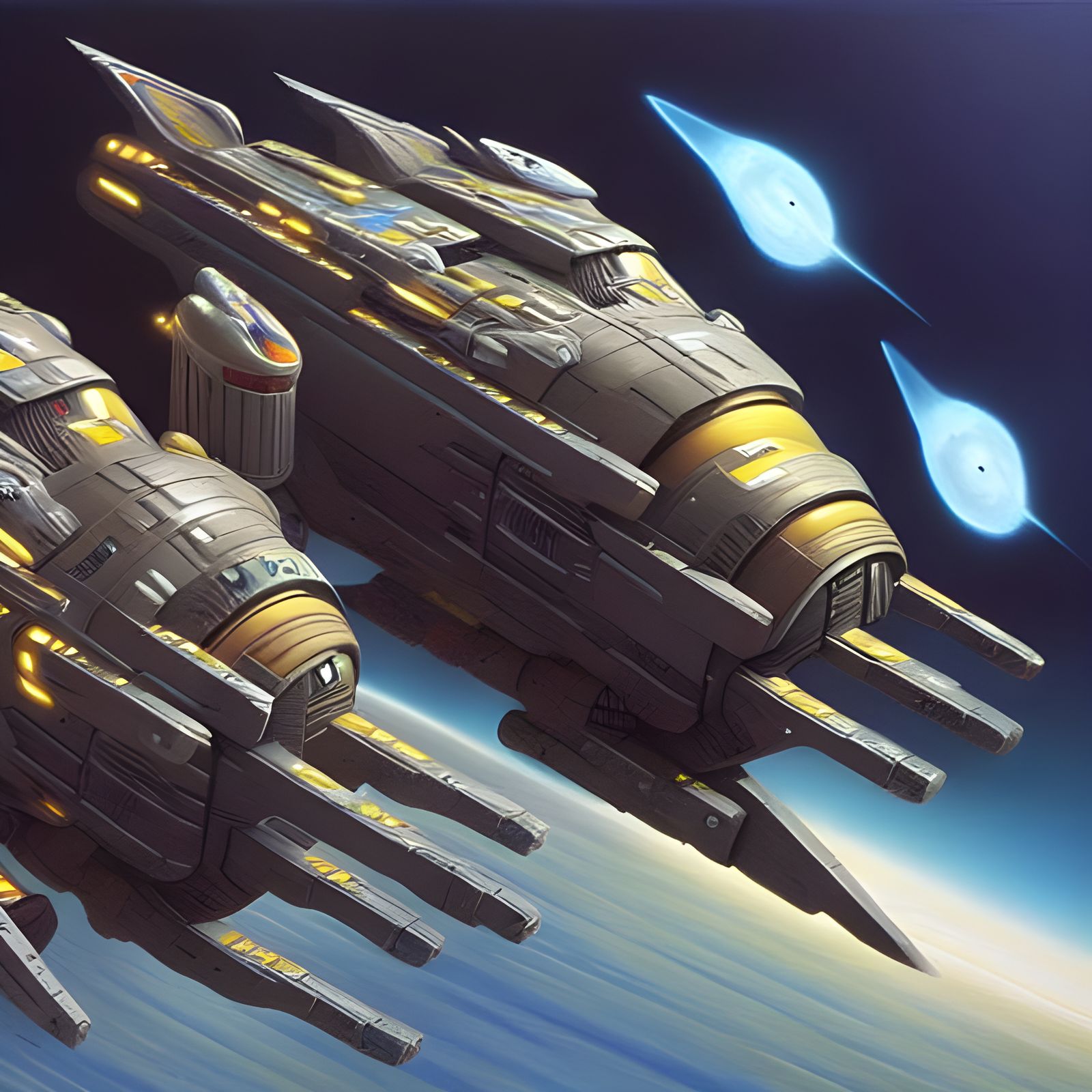 Two spaceships meet two others, they are from radically different ...