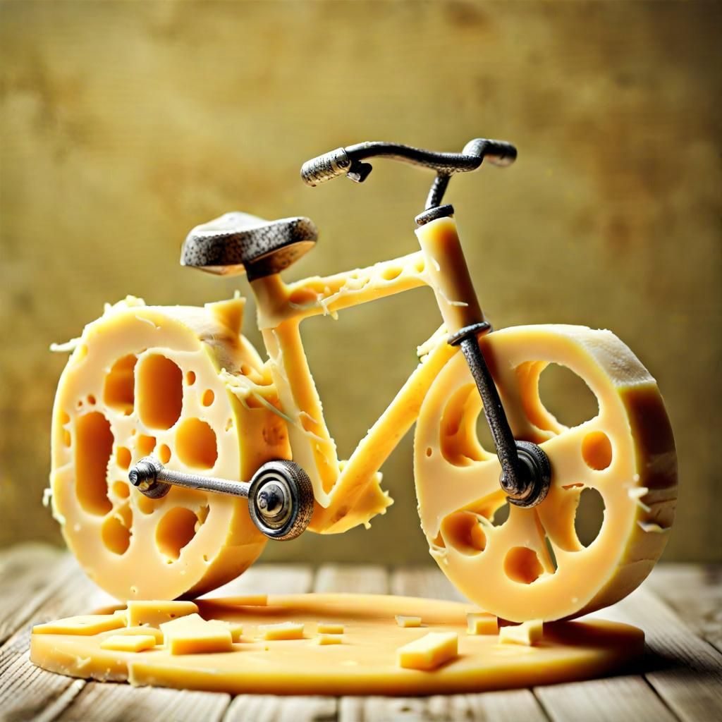 An Old Bicycle Made out of Cheese 🧀 🚲 - AI Generated Artwork - NightCafe Creator