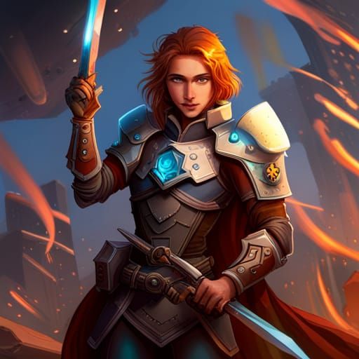 D&D Artificer rogue, mechanical and gears on armor, holographic - AI ...