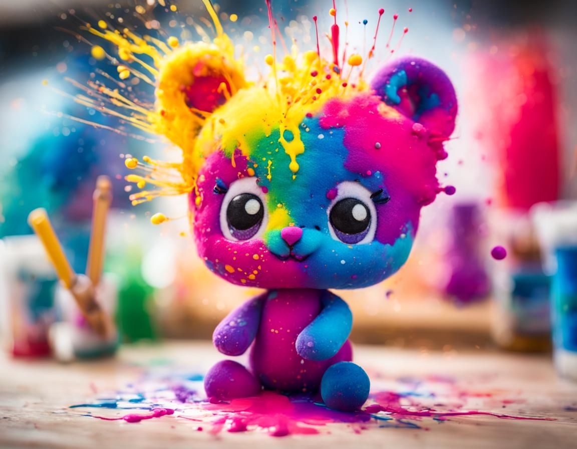tiny happy cute splatterplush genius kerfluffles make splatter art ...