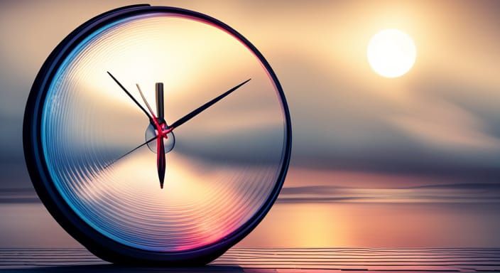 colorful magical clock that can tell the future, with hands that move ...