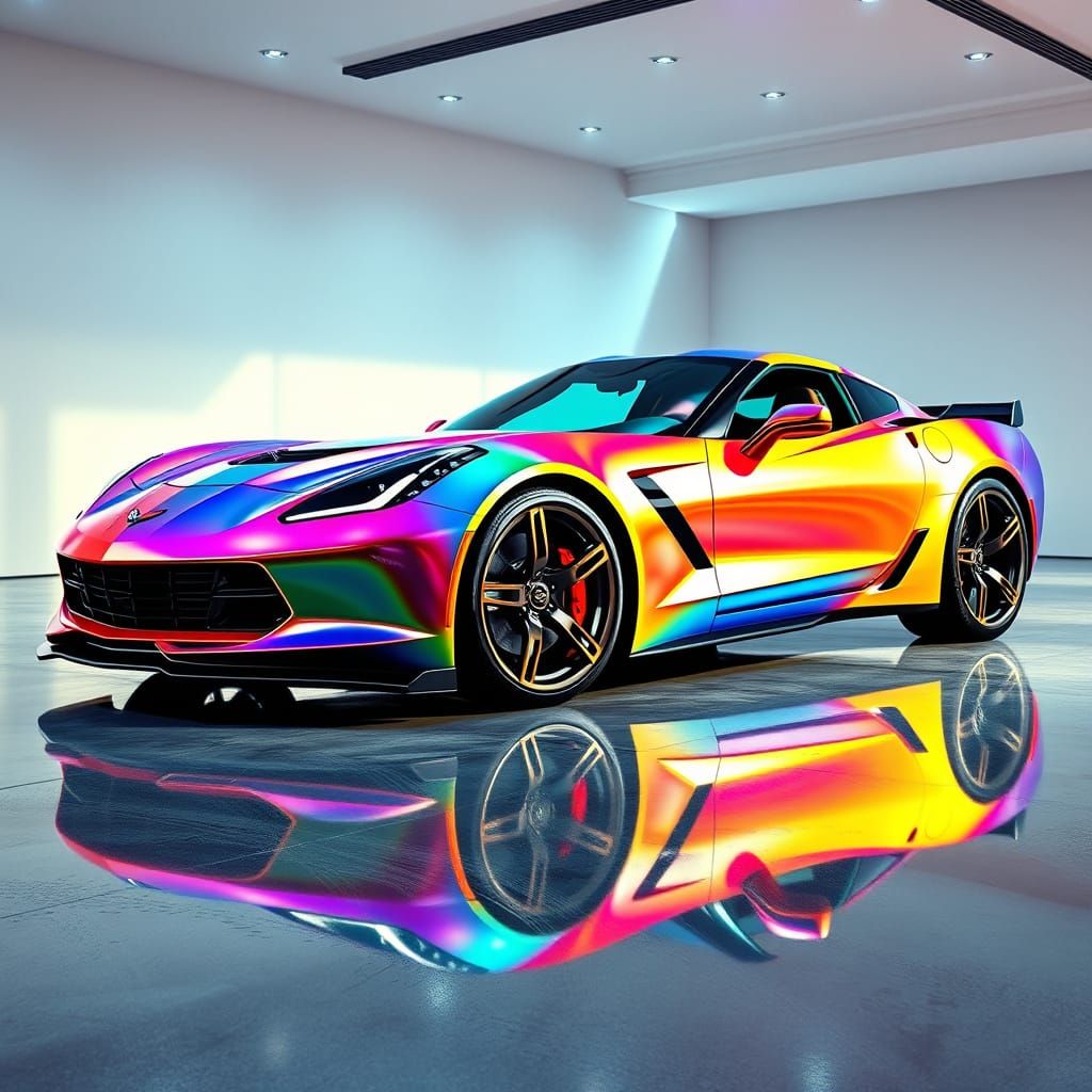 Sleek Hyper-Fabric Corvette in Vibrant, Photoreali... - AI Art