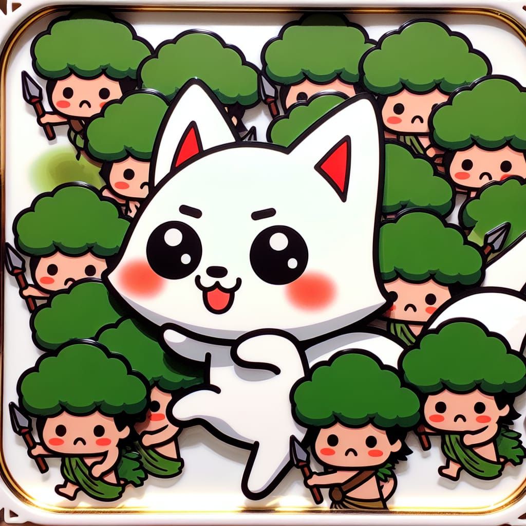 Chibi Fox and Broccoli Babies - AI Generated Artwork - NightCafe Creator
