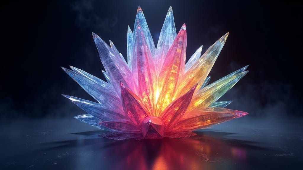 3D Crystal Lattice - Ethereal Crystal Form in Cosmic Glow
