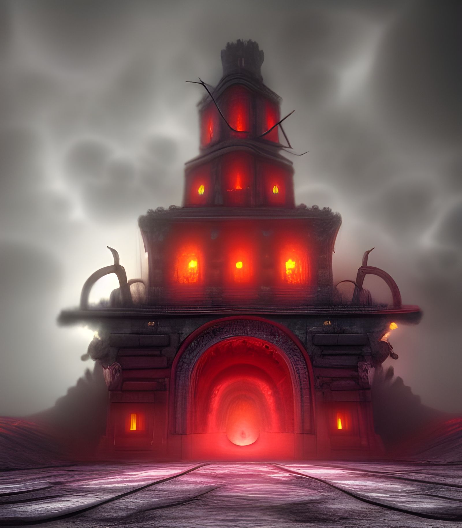 Detailed Hell Tentlacess raises from hell in highly detailed fractal ...