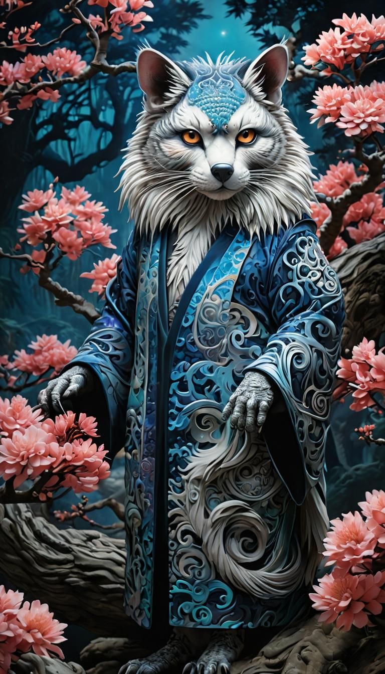 Mystical Japanese Beast in Ethereal, Iridescent Sp... - AI Art