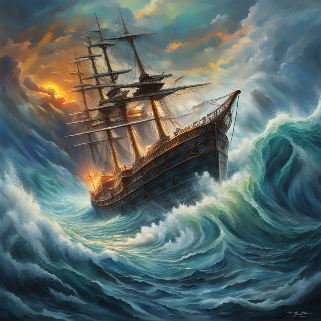 Tempest at sea - AI Generated Artwork - NightCafe Creator