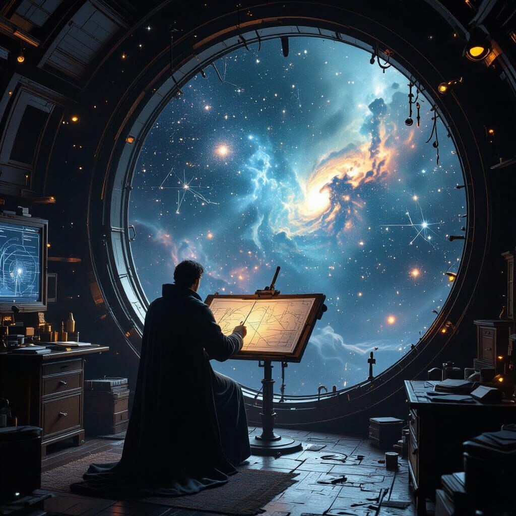 Mapping the Nebulae - Celestial Cartographer Mapping Nebula...