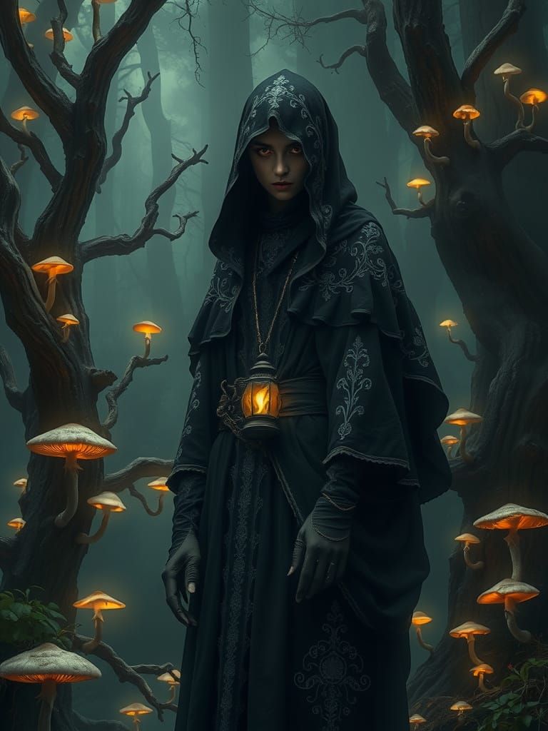 Mourning Forest Spirit in Ethereal, Bioluminescent... - AI Art