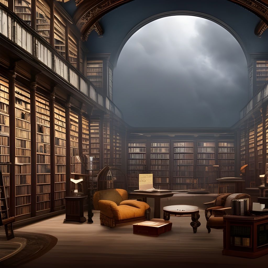library at night - AI Generated Artwork - NightCafe Creator