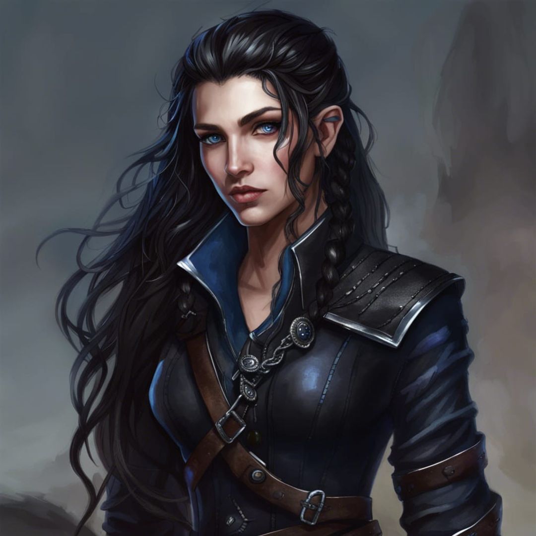 a half-elf rogue, possesses striking beauty with sharp features ...