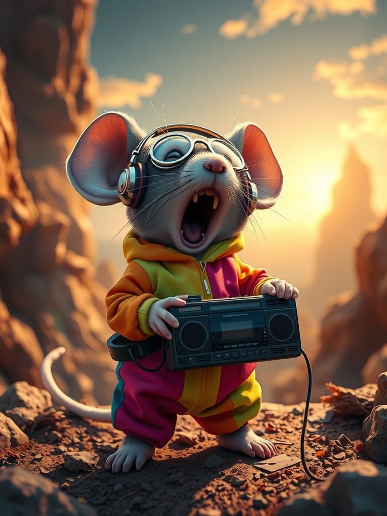 Funky Mouse - Surreal Mouse in Vibrant Jumpsuit, Inspired b...