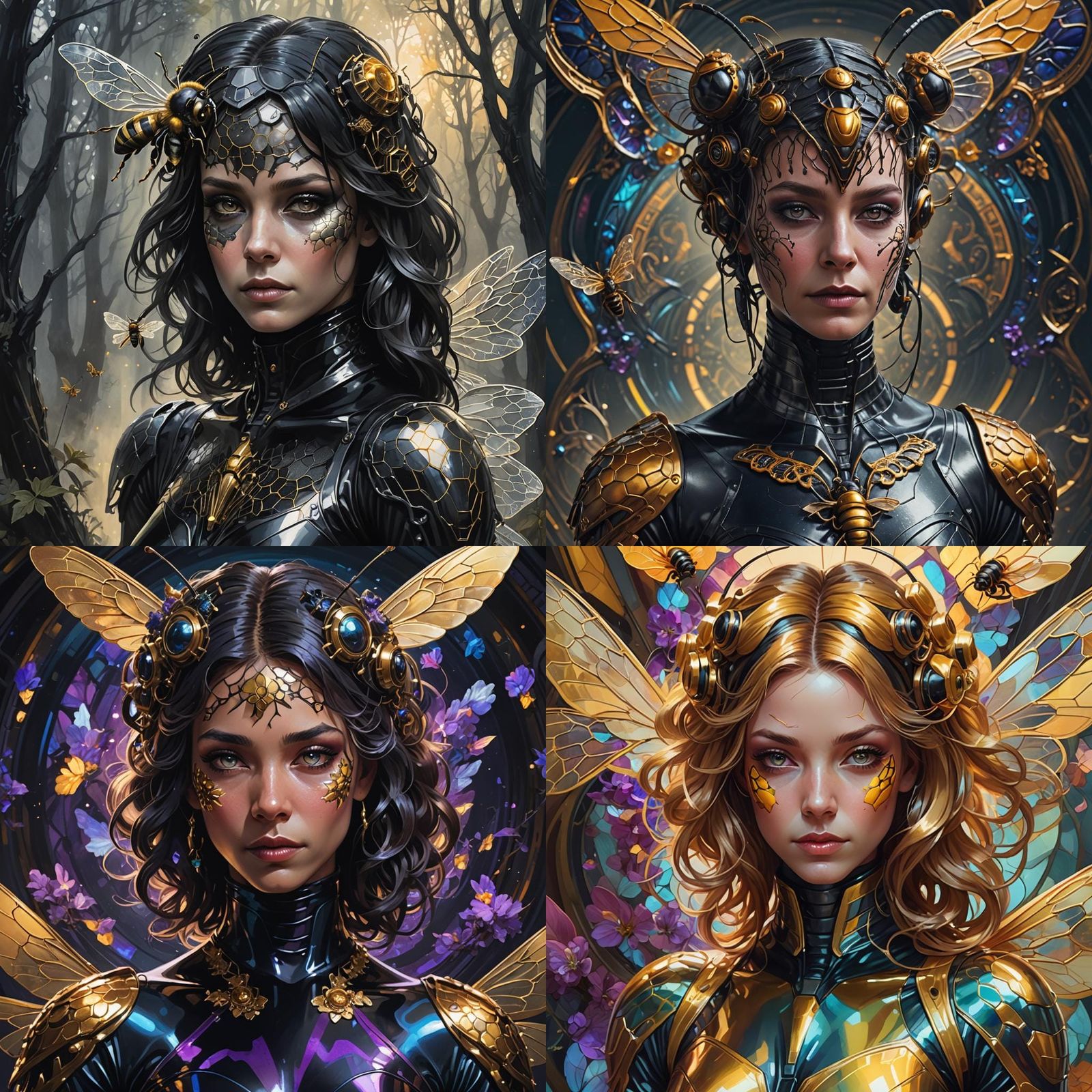 Weibliche Biene in Latex Catsuit - Futuristic Female Bee in...