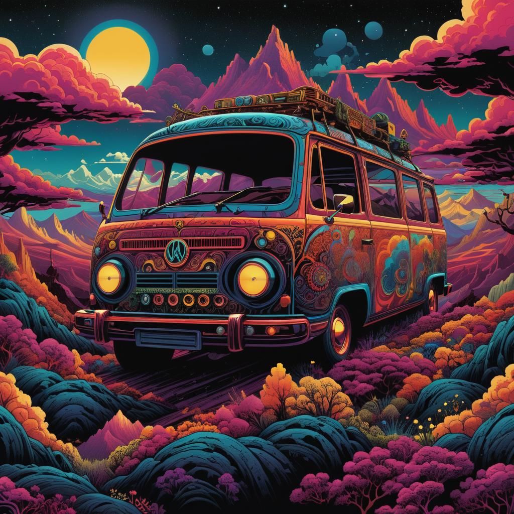 Psychedelic car - AI Generated Artwork - NightCafe Creator