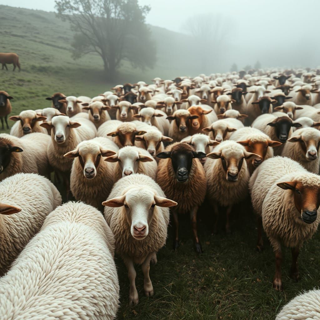 a stampede of sheep - Fleeing Flock in Panic