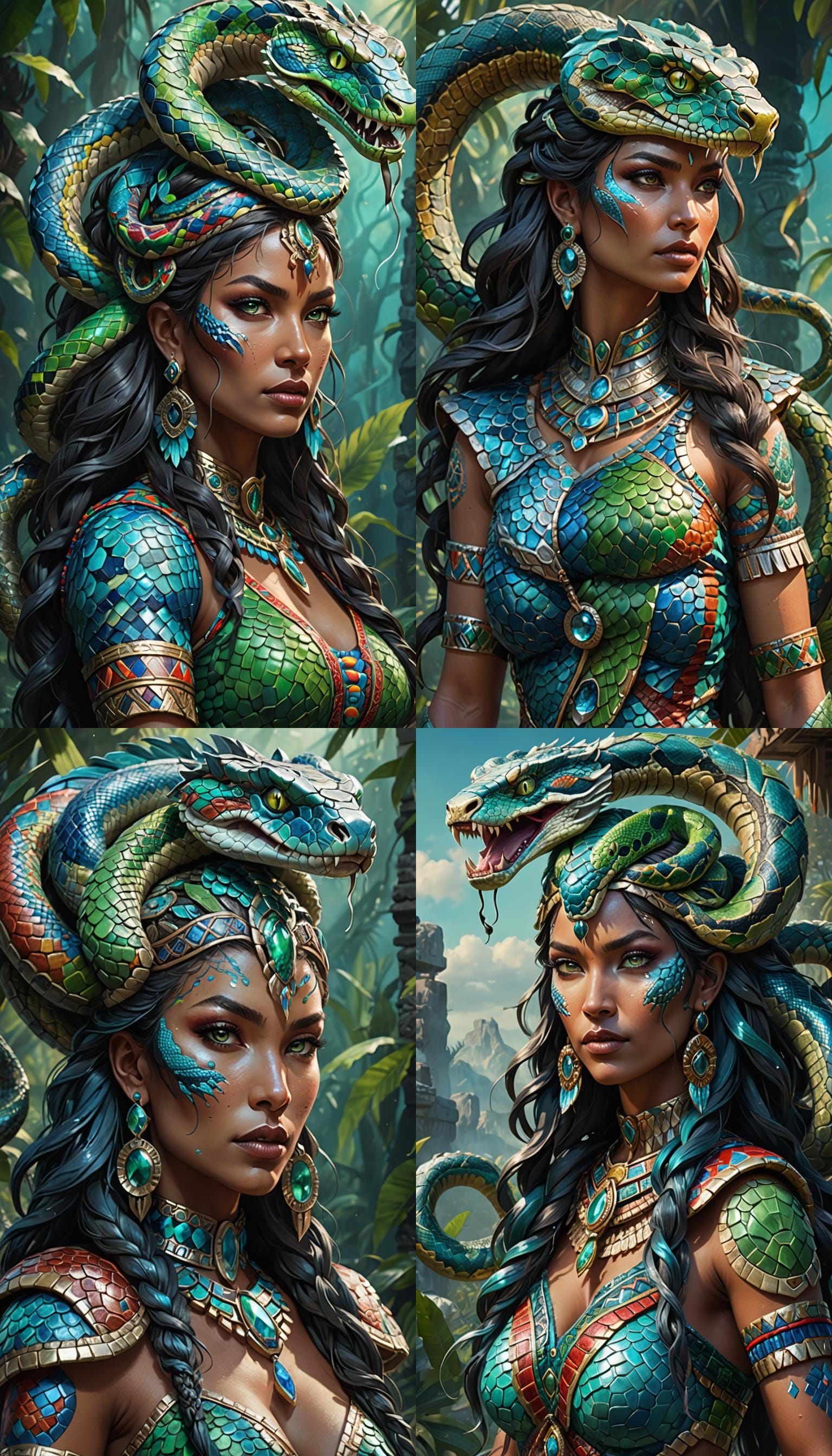 Snake Priestess is dressed in tribal garments - AI Generated Artwork ...