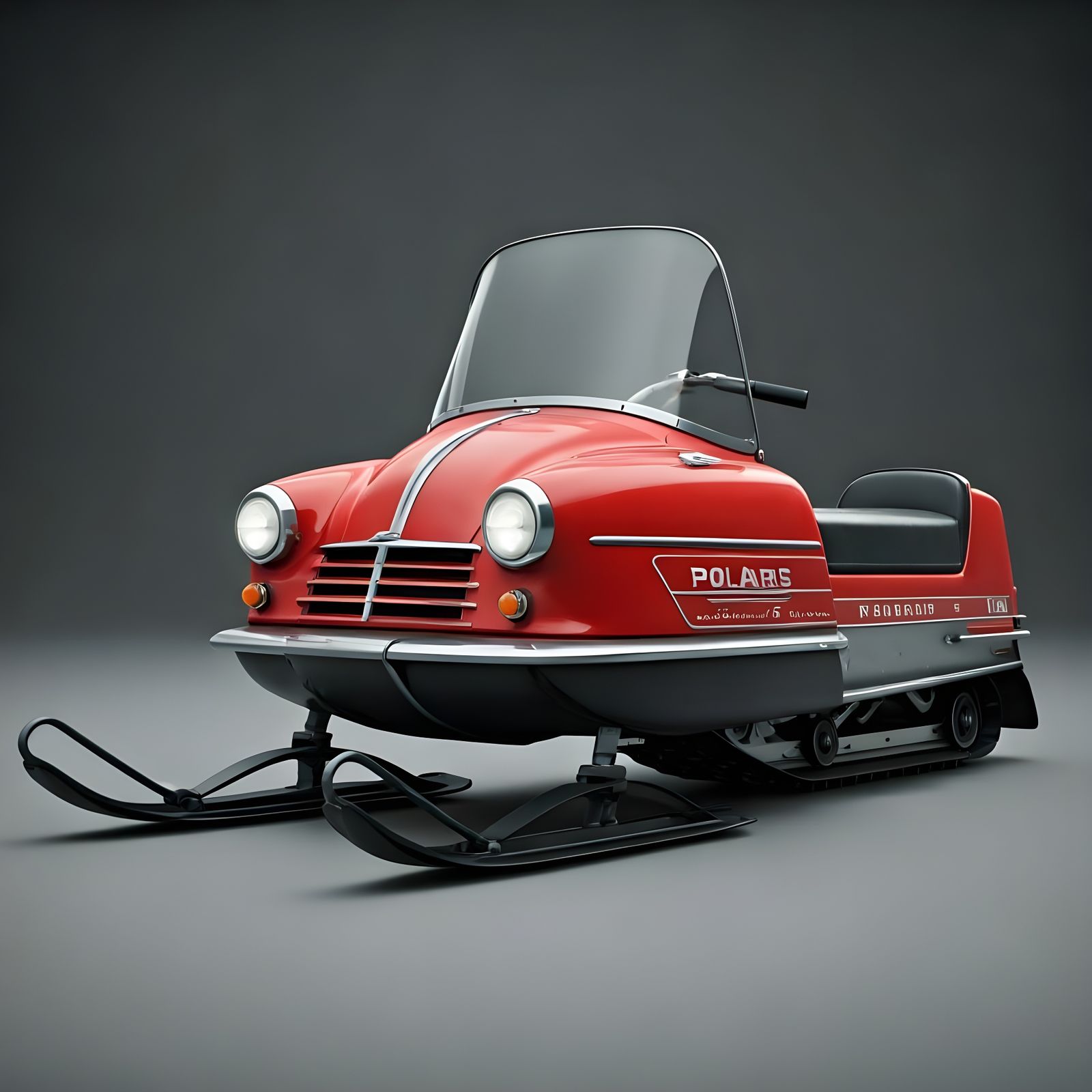 Vintage Snowmobile in Hyper Realistic 3D Concept A... - AI Art