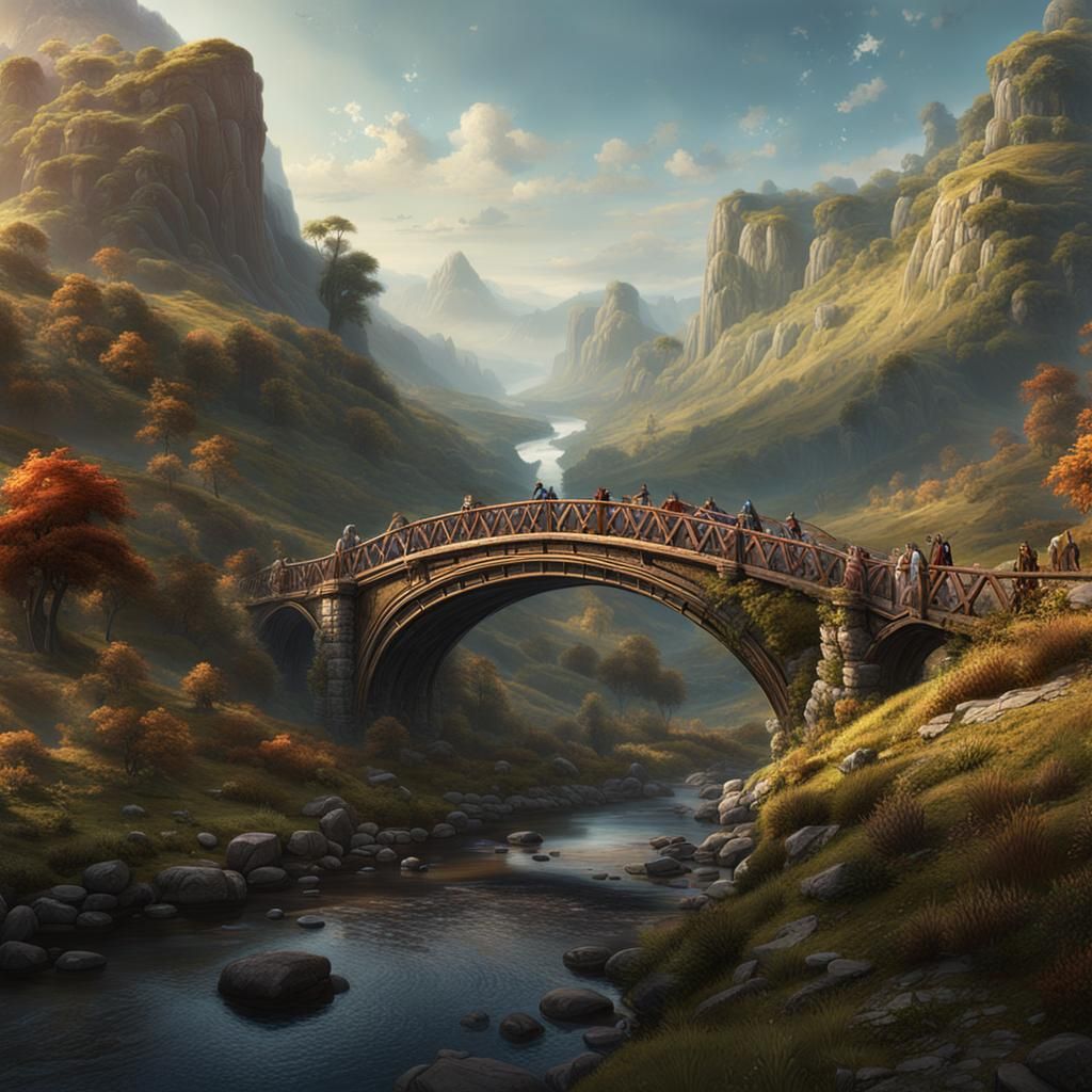 A bridge over a valley by Augustus Callcott - AI Generated Artwork ...