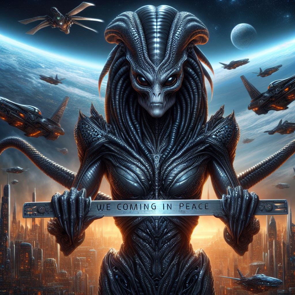 Aliens - We comming in peace - AI Generated Artwork - NightCafe Creator