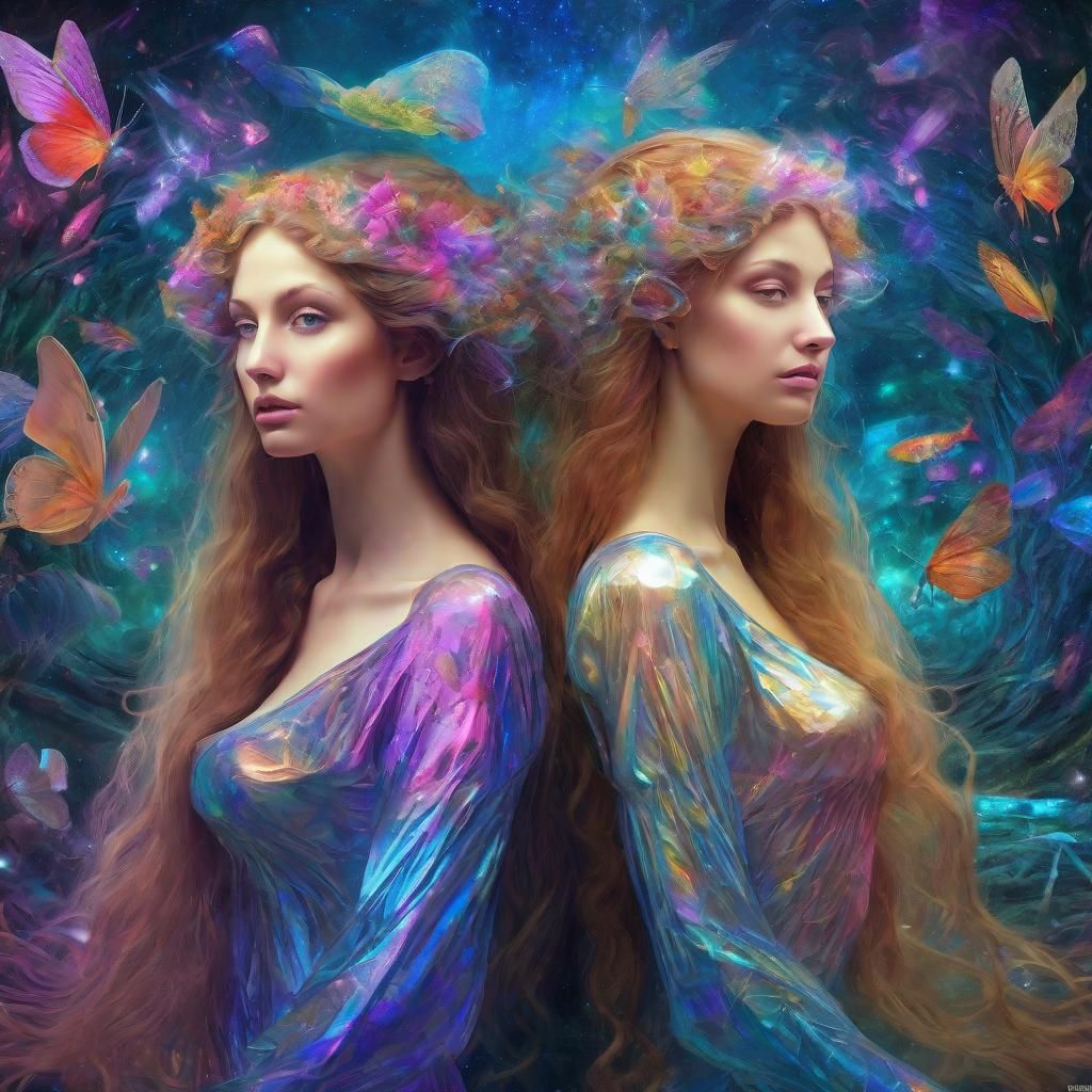 the nymphs had long hair and wore quite attractive and elegant clothes ...