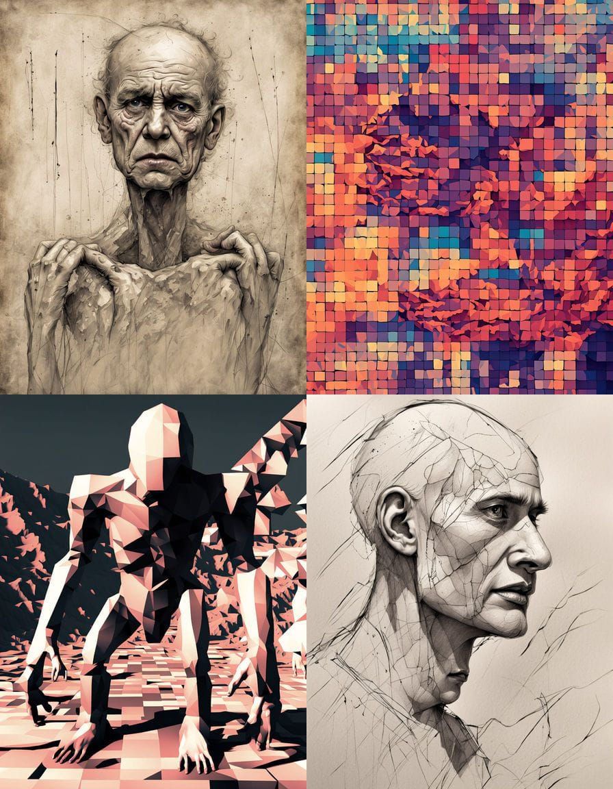 Distorted Figure in Disjointed, Low-Quality Style - AI Art