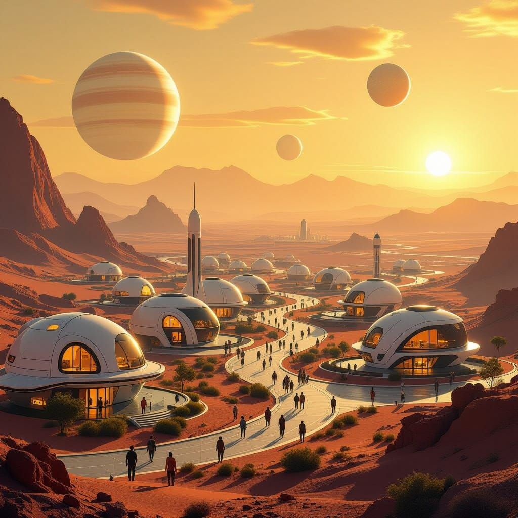 Mars Utopia: A Futuristic Haven with Terraformed P... - AI Art
