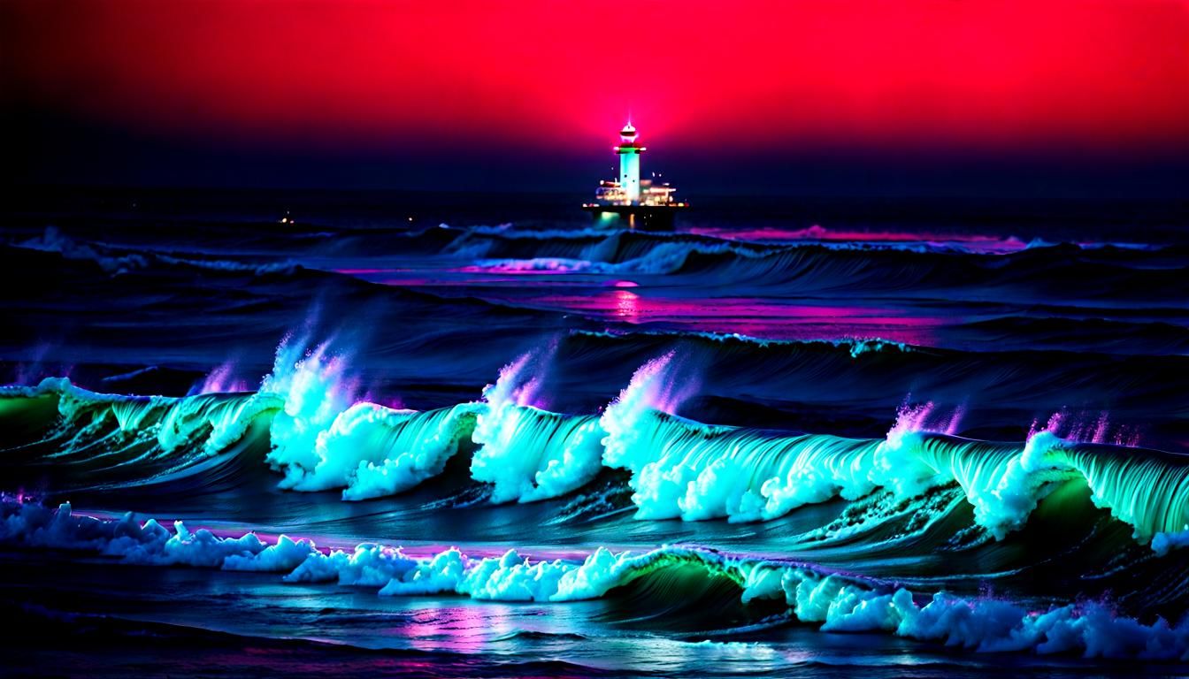 MNO Challenge - majestic: neon: ocean - AI Generated Artwork ...