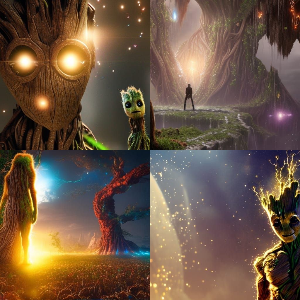 Groot sparkles - AI Generated Artwork - NightCafe Creator