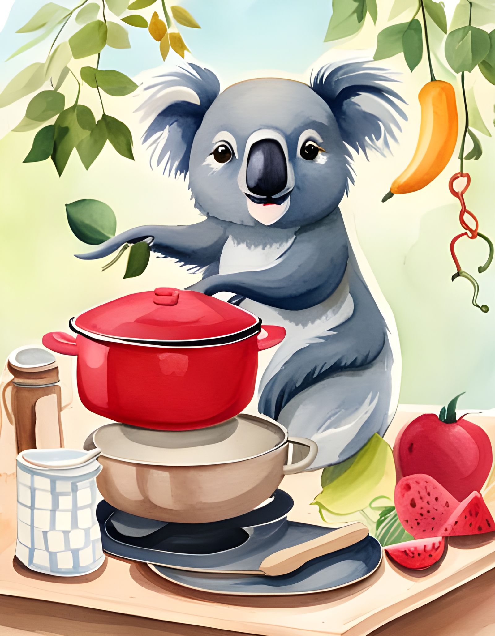Cute Koala Bear cooking a dinner - AI Generated Artwork - NightCafe Creator