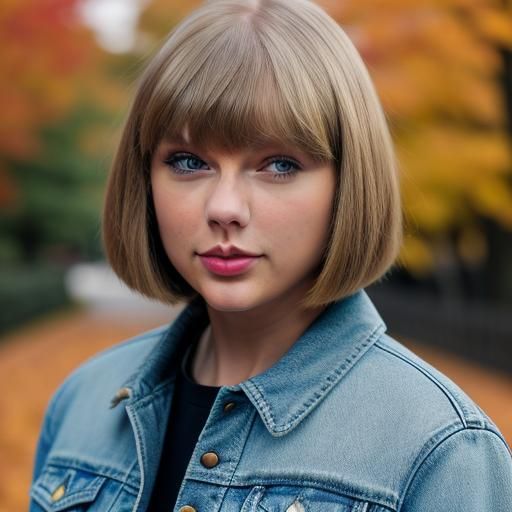 Taylor Swift with a bob haircut, in the fall - AI Generated Artwork ...