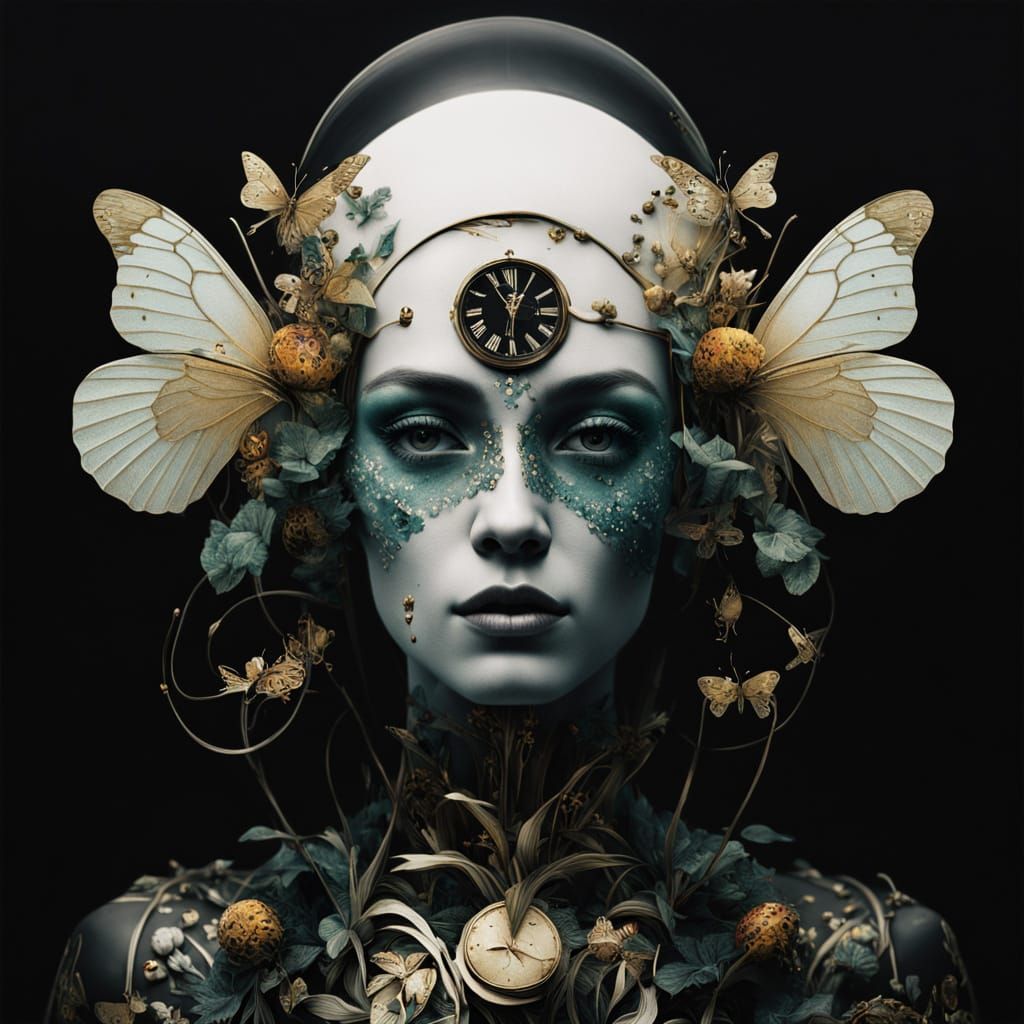 Vintage Futuristic Portrait of a Seductive Fairy W... - AI Art