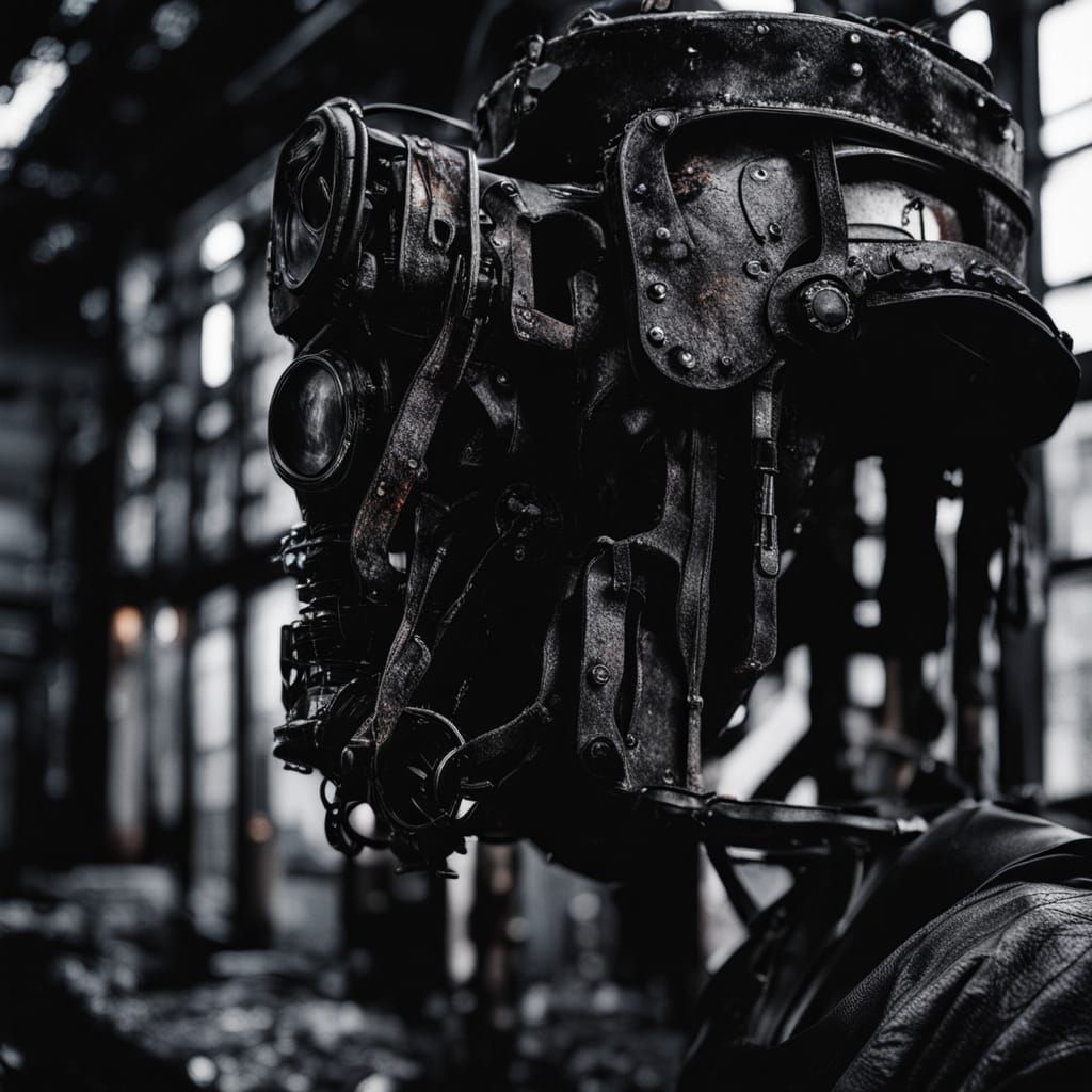 Dystopian Goth Model in Industrial Wasteland - AI Art