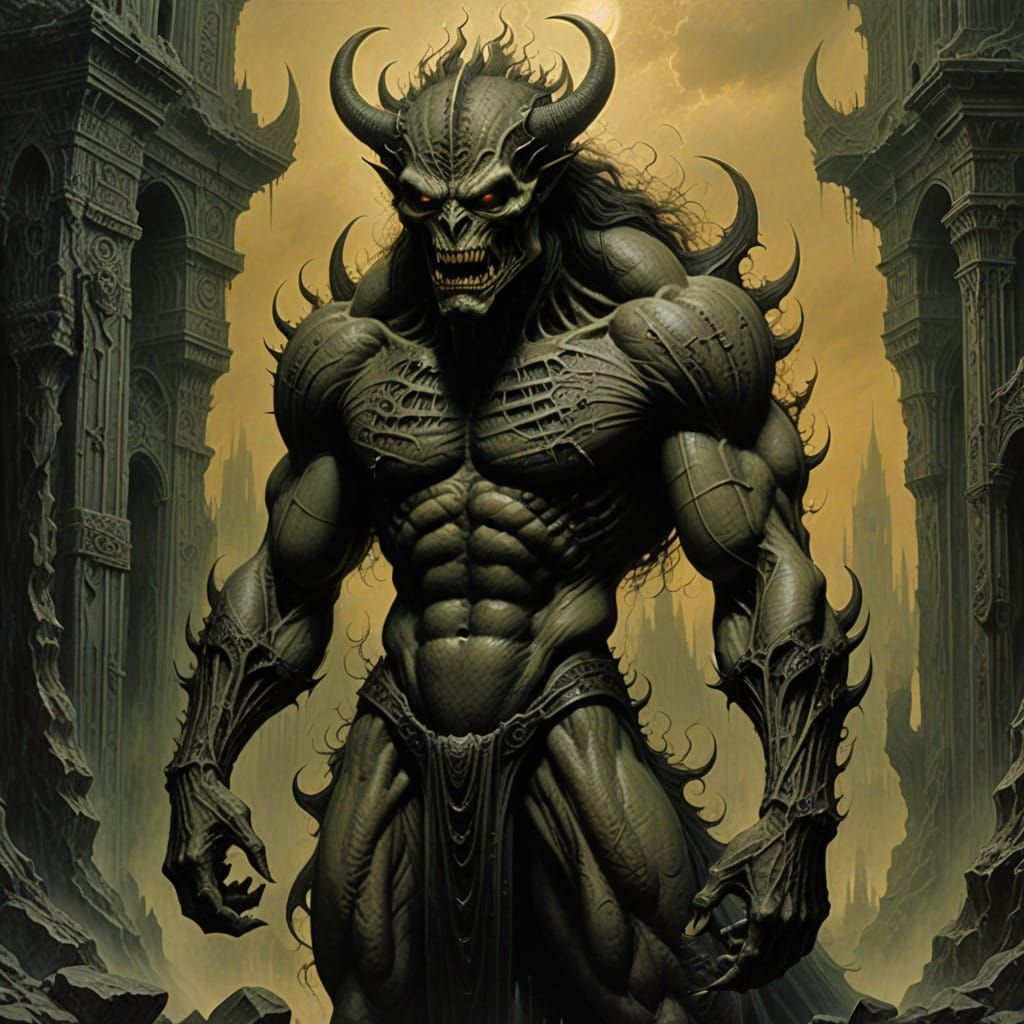 Gargoyle Man Hybrid Transforms into Fierce, Muscul... - AI Art
