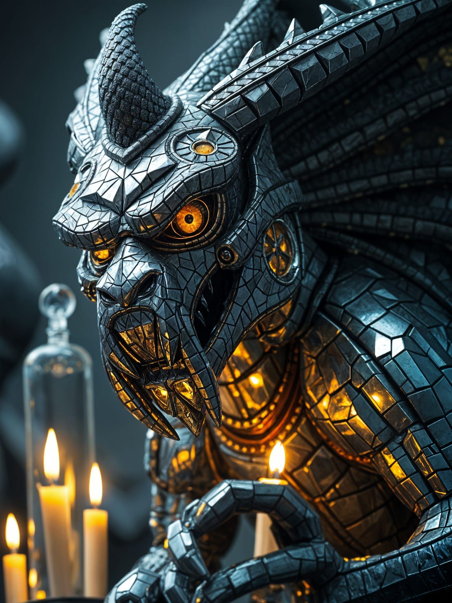 Mosaic monster gargoyle - Majestic Gargoyle with Metallic M...