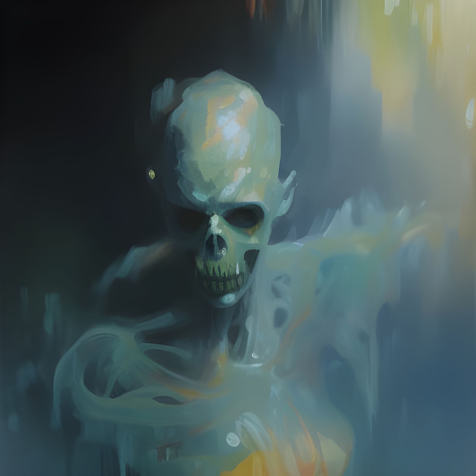 Skeleton in Blue - AI Generated Artwork - NightCafe Creator
