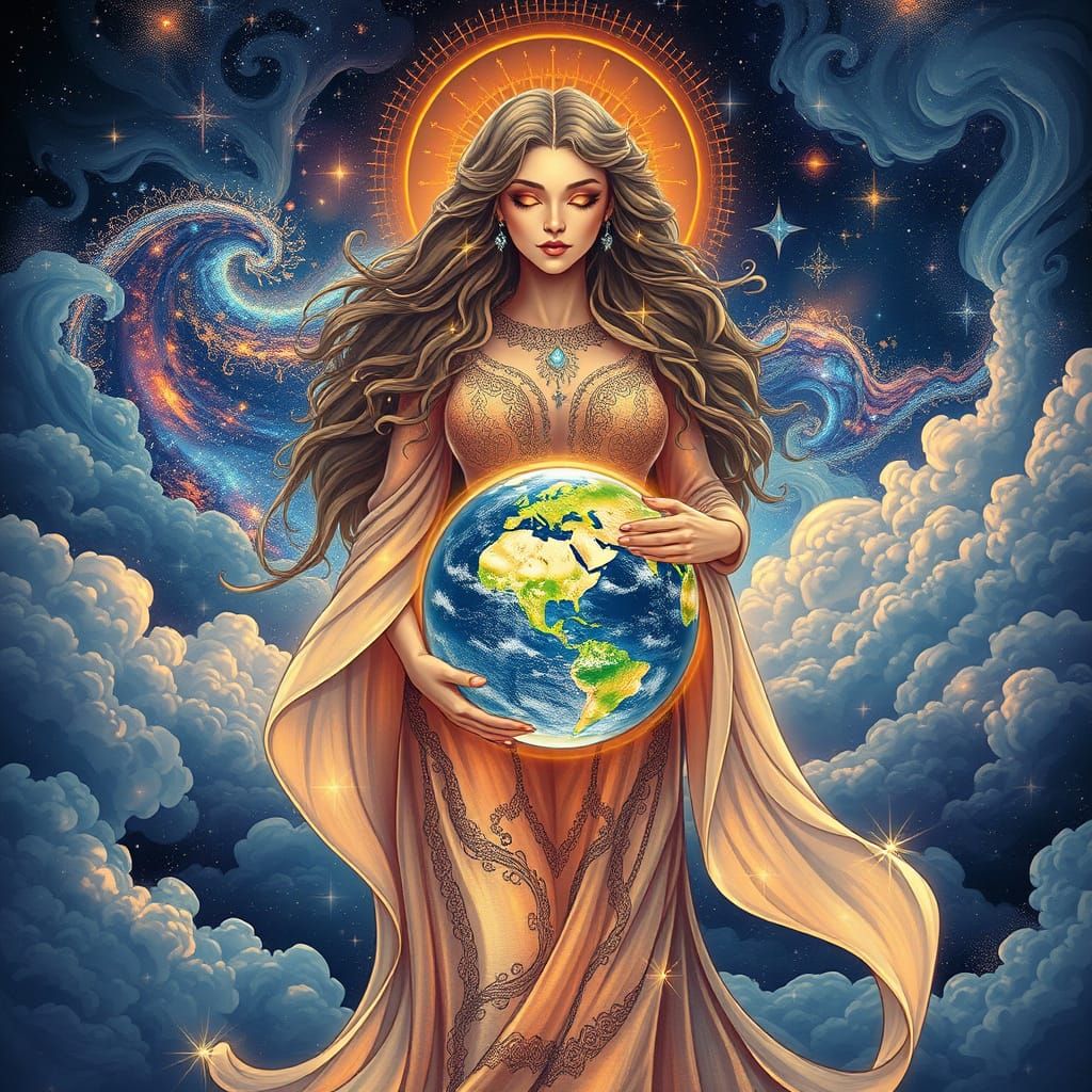 Gaia the Goddess of the Earth - Ethereal Goddess Gaia Amidst...