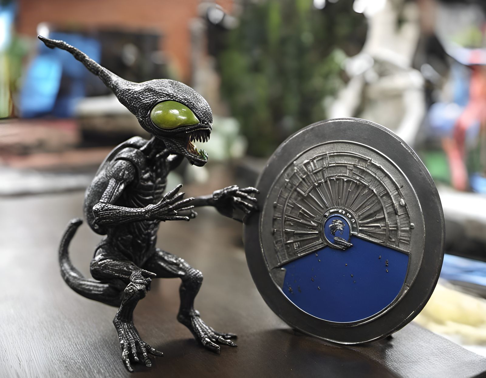 Alien with shield! - AI Generated Artwork - NightCafe Creator