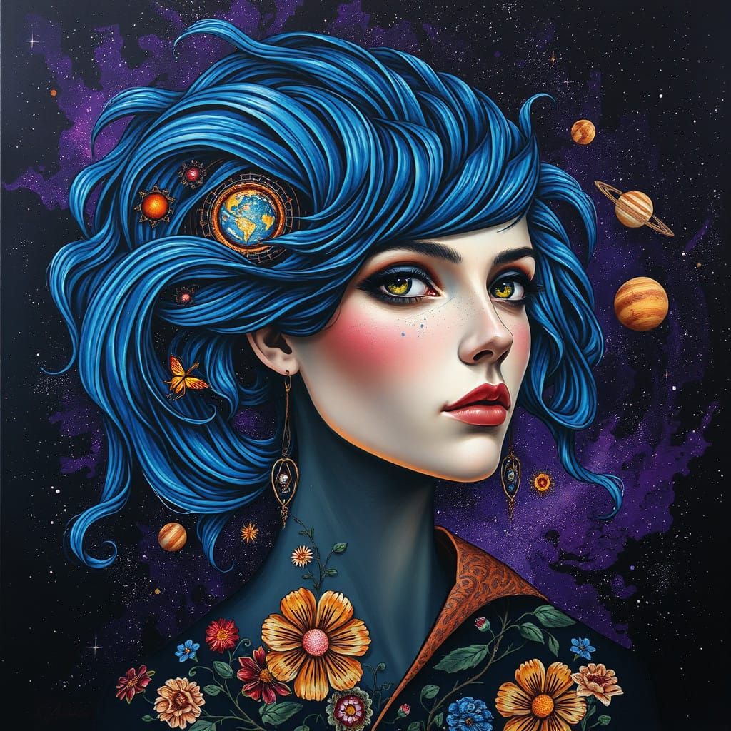 Surreal Organic Portrait in Cosmic Canvas - AI Art