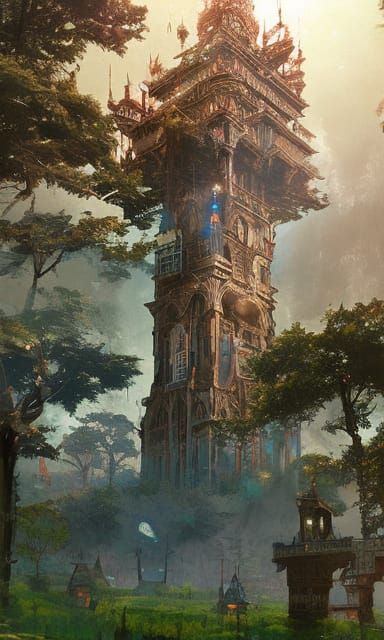 Mystical tower 1 - AI Generated Artwork - NightCafe Creator
