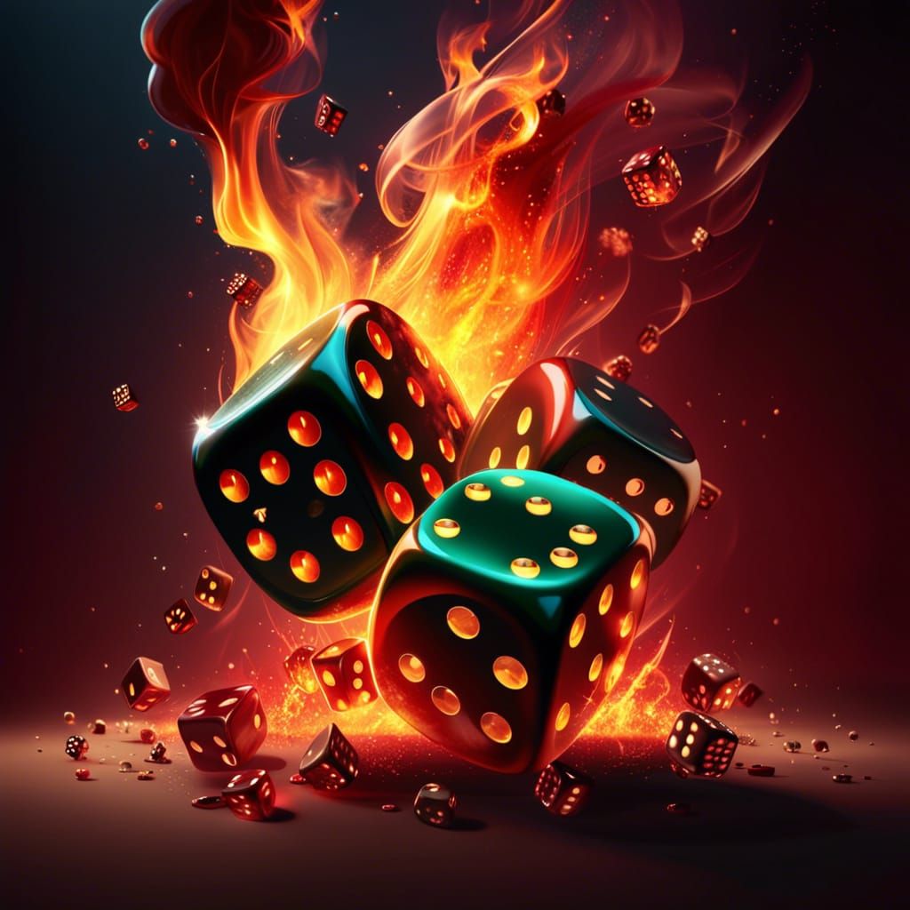 Flaming dice - AI Generated Artwork - NightCafe Creator