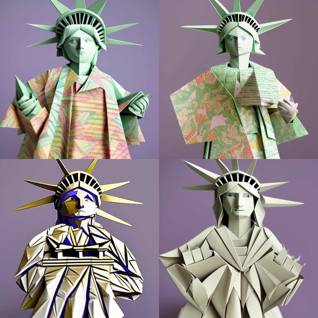 hyperdetailed origami STATUE OF LIBERTY Origami paper folds papercraft ...