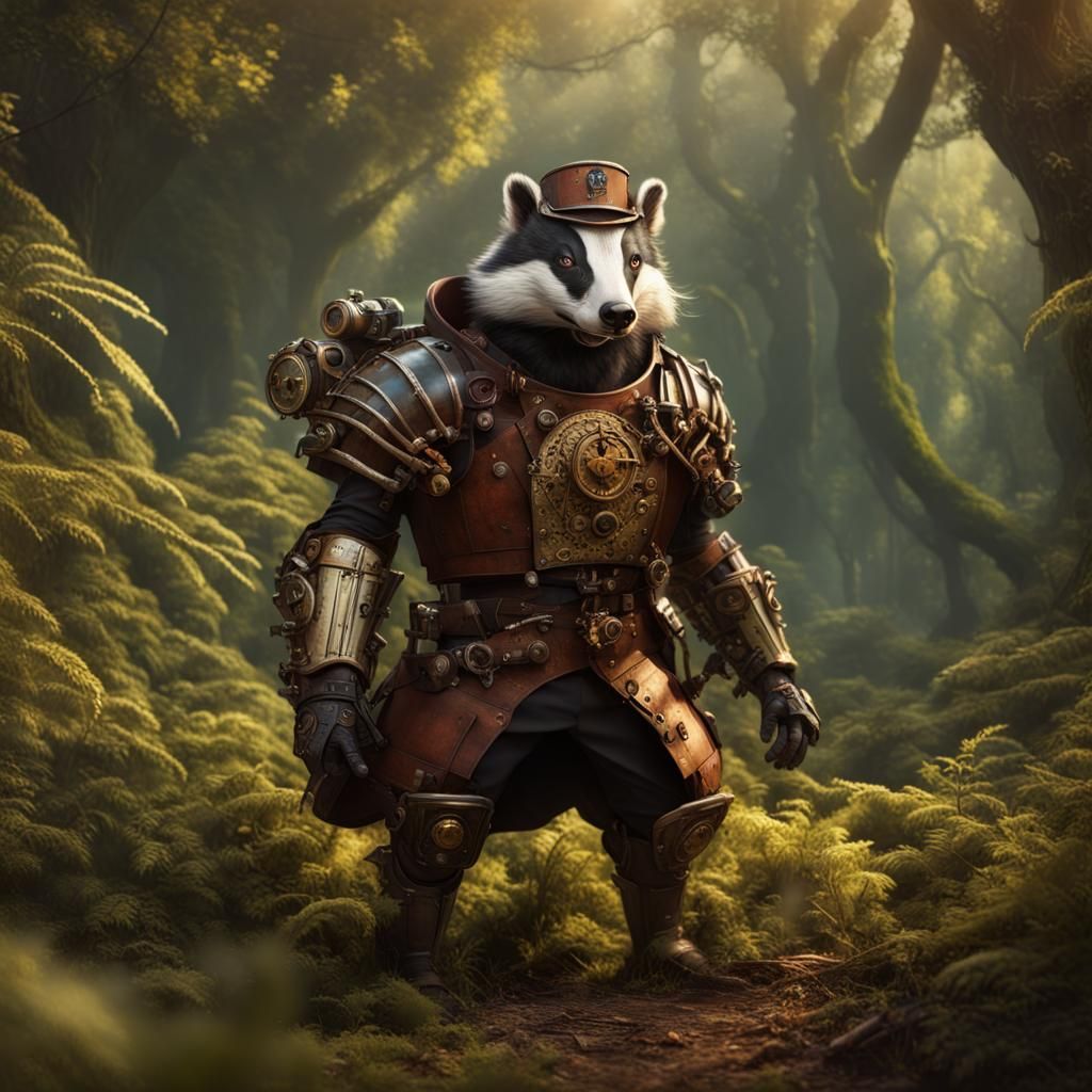 Armored steampunk badger - AI Generated Artwork - NightCafe Creator