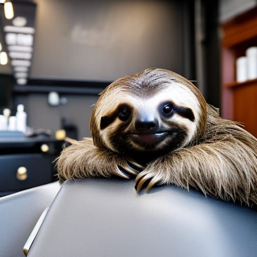 Sloth in a Salon Waiting for a Haircut - AI Generated Artwork ...