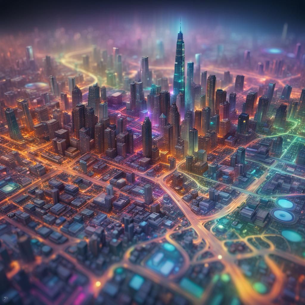 Multicolored high tech city map - AI Generated Artwork - NightCafe Creator
