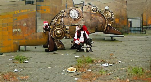 starving santa claus homeless steampunk - AI Generated Artwork ...